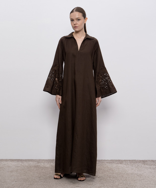 Max Mara - Brown STRANO linen maxi dress STRANO - shop with Czech ...