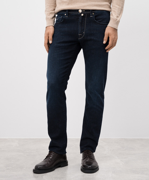 Tramarossa - Blue Michelangelo jeans with metallic logo ...