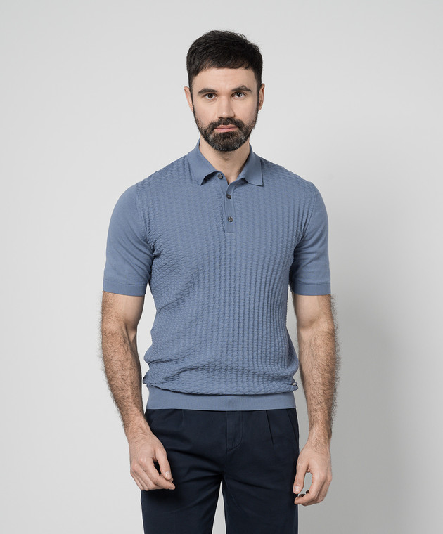 Enrico Mandelli - Blue polo with logo engraving A8K0075391 - shop with ...