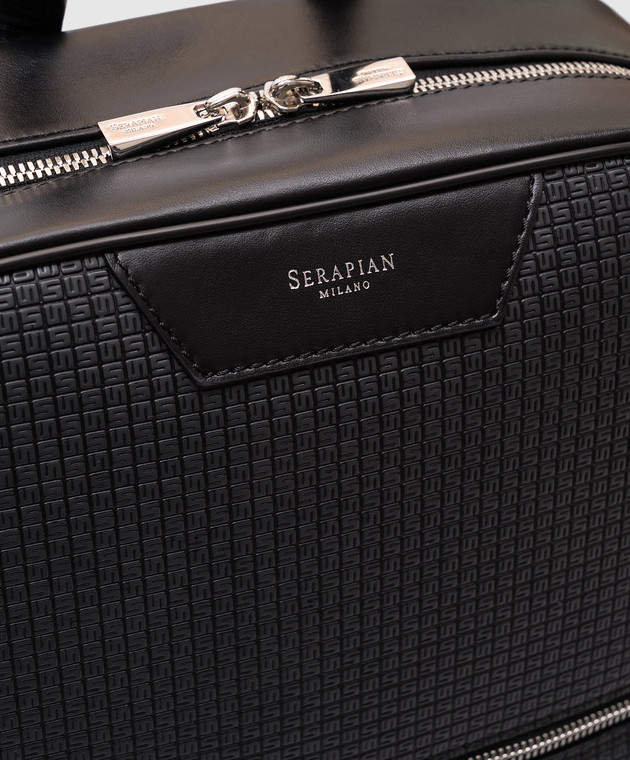 Serapian - Black leather backpack with logo SRSTSMLL700631DCC3 - shop ...