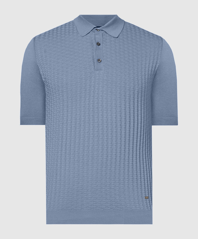 Enrico Mandelli - Blue polo with logo engraving A8K0075391 - shop with ...