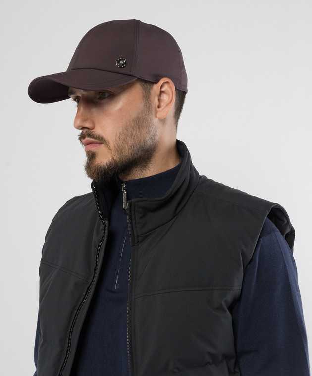 Stefano Ricci - Maroon cap with metallic brand logo MCV430019EPL001H ...
