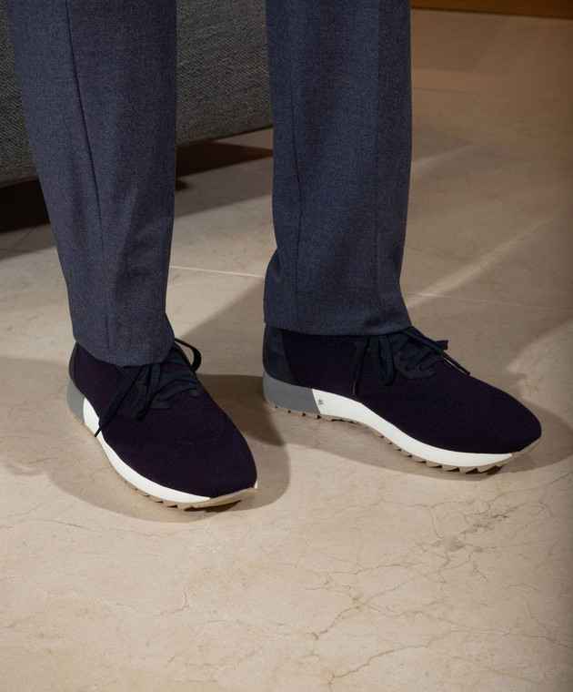 Enrico Mandelli - Blue combined sneakers 0IKNIT5495 - shop with ...