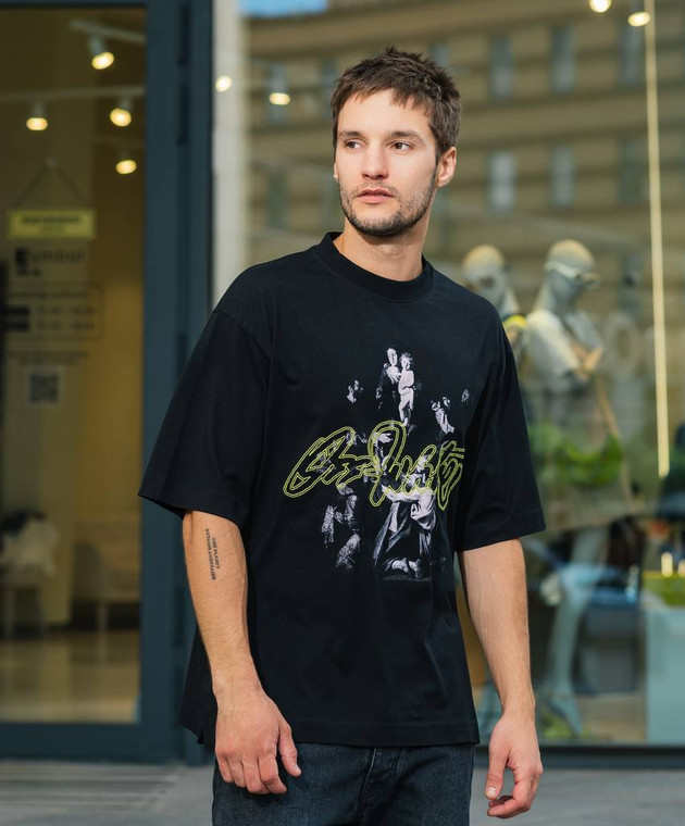 Off-White - Script Mary T-shirt in black with logo embroidery ...