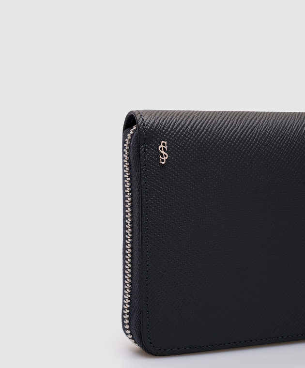 Serapian - Blue leather wallet with monogram logo SREVOMSL703019K021 ...