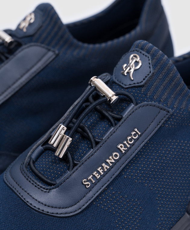Stefano Ricci - Blue sneakers with leather inserts UZ27G6582TSSDPW ...
