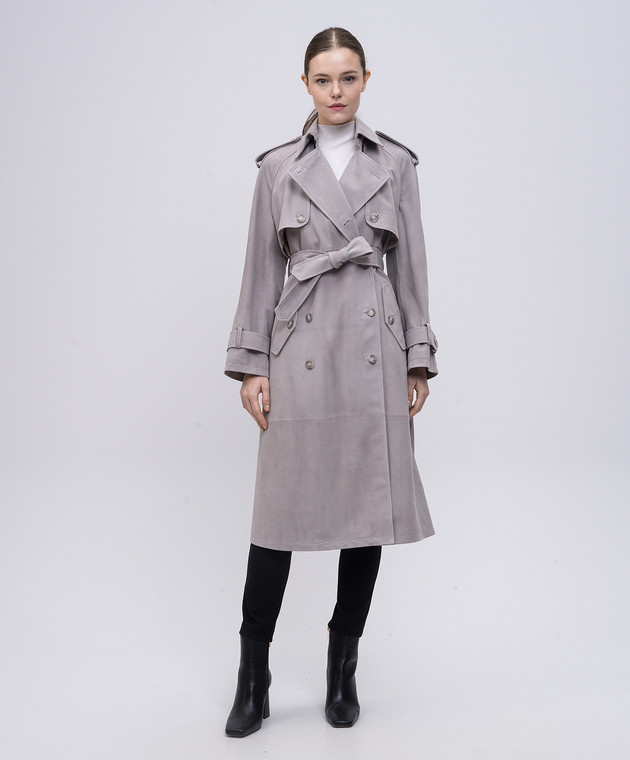 Dondup - Gray suede trench coat DJ664PL0585DXXX - shop with European ...