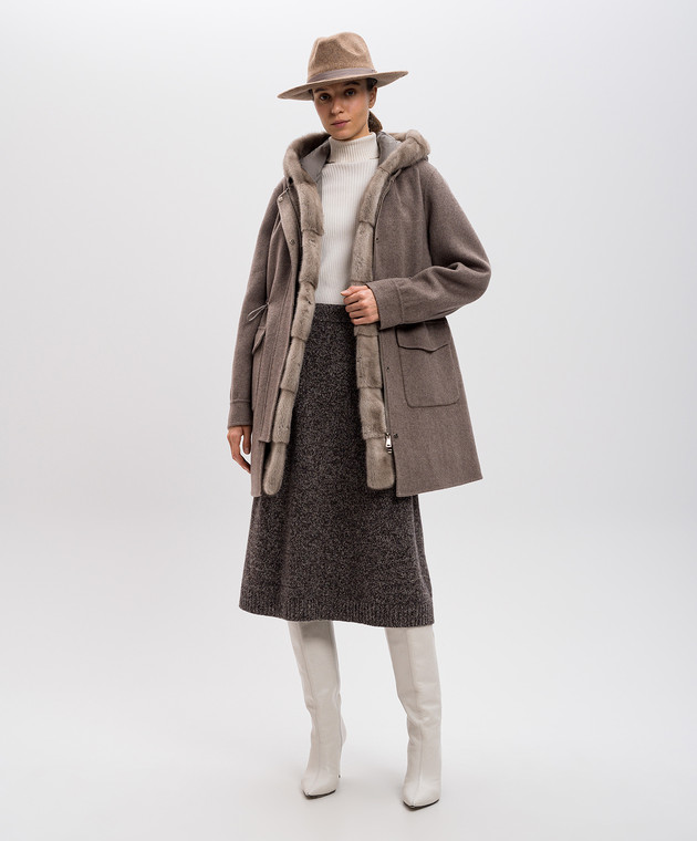Be Florence - Beige cashmere and wool coat with detachable mink fur ...
