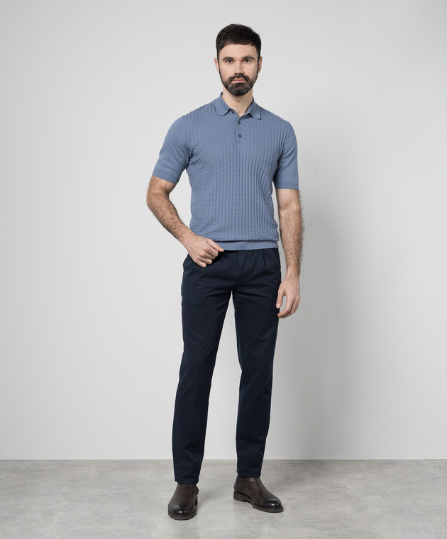 Enrico Mandelli - Blue polo with logo engraving A8K0075391 - shop with ...