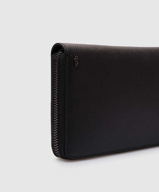 Serapian - Black leather wallet with monogram logo SREVOMSL703019K292 ...