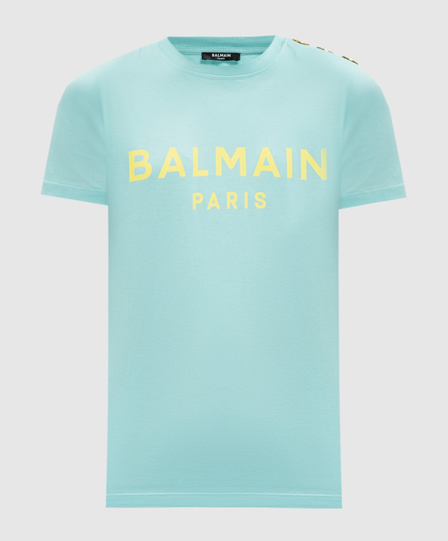 Balmain - Green t-shirt with logo print BF1EF005BB02 - shop with ...