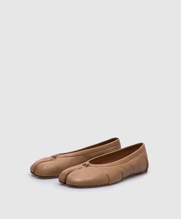 Maison Margiela - Tabi brown leather ballet flats S58WZ0127P6378 - shop ...