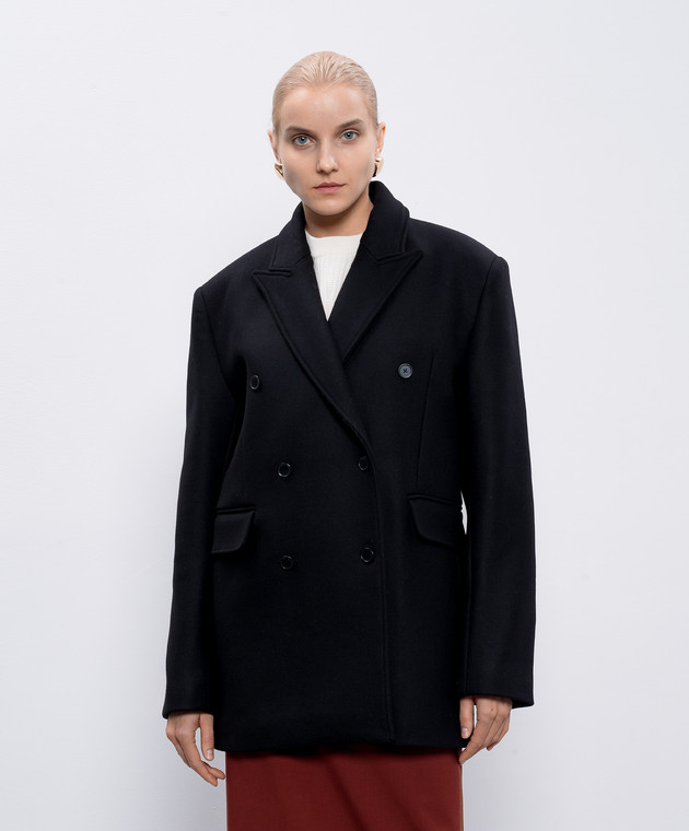 Lou Lou Studio - KOON black double-breasted cropped coat with wool and ...