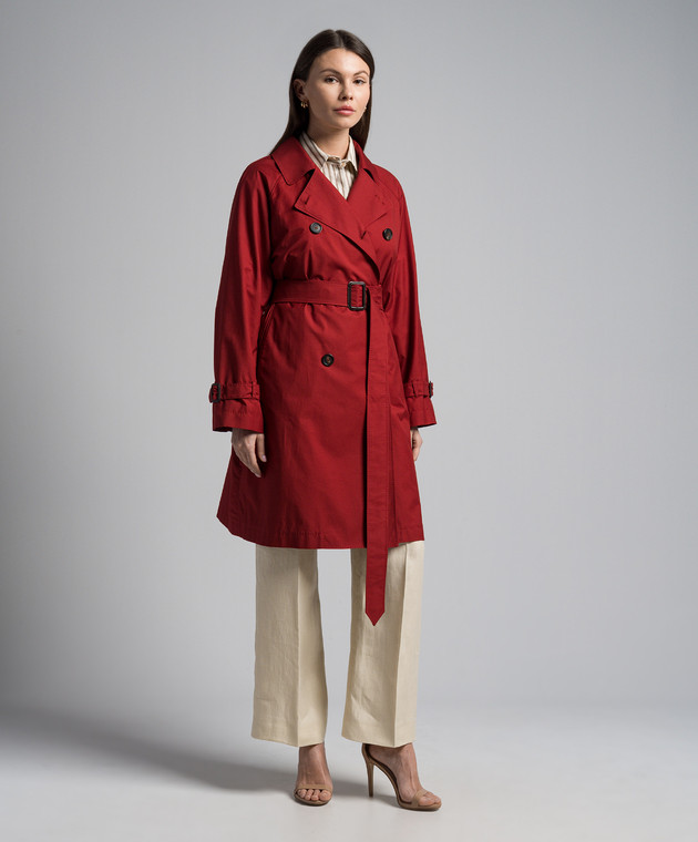 Max Mara - TITRENCH red trench coat with logo TITRENCH - Online kopen ...