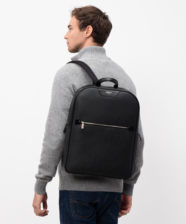 Serapian - Black leather backpack with logo SRSTSMLL700631DCC3 - shop ...