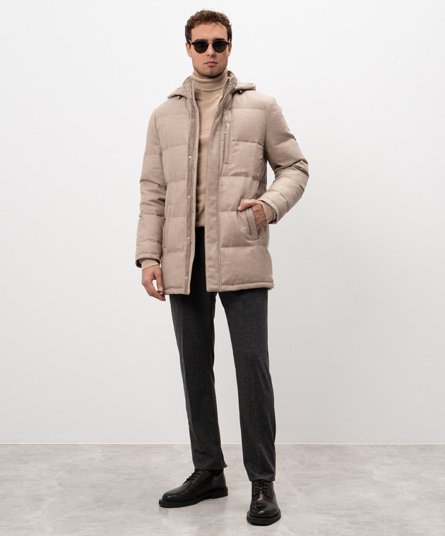 Enrico Mandelli - Beige down jacket made of wool and cashmere ...