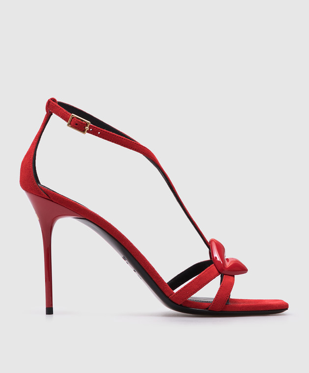 Balmain - Lips red suede sandals EN0UH127LCMK - shop with European ...