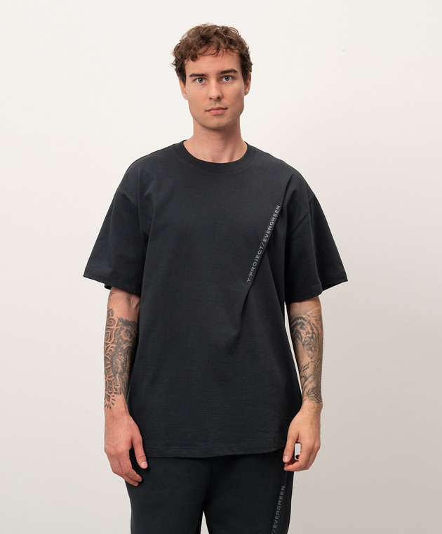 Y Project - Black T-shirt EVERGREEN with a print 204TS001J83M - shop ...