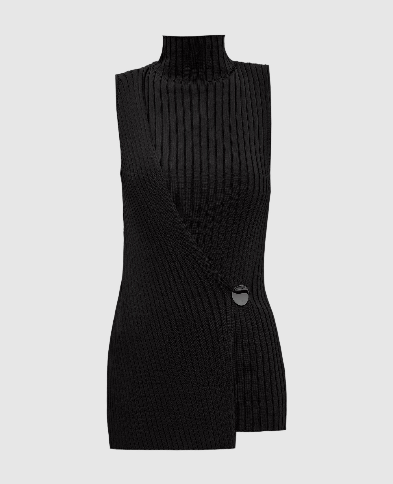 Jil Sander - Black top with metal brooch with logo engraving Jil Sander - Black top with metal brooch with logo engraving