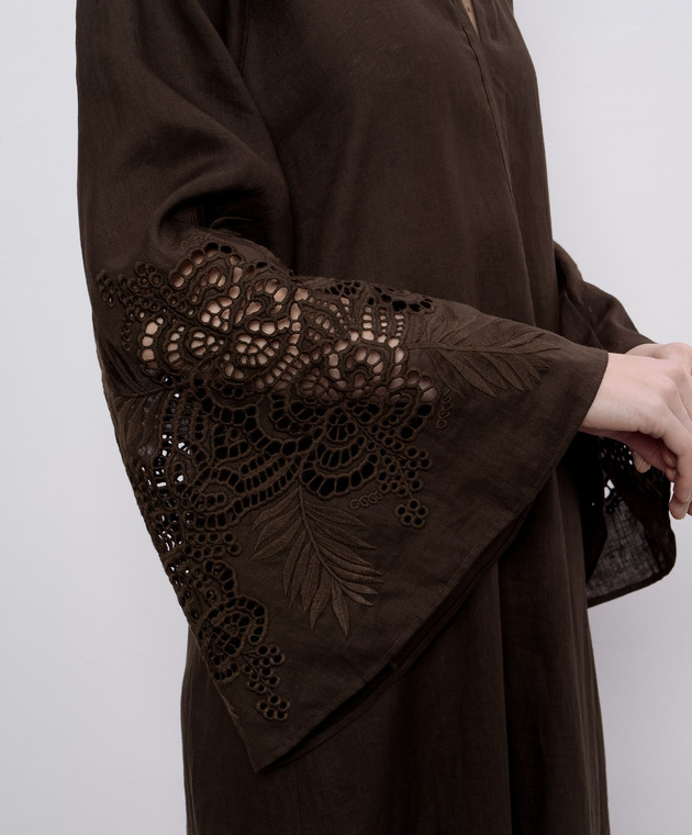Max Mara - Brown STRANO linen maxi dress STRANO - shop with Czech ...