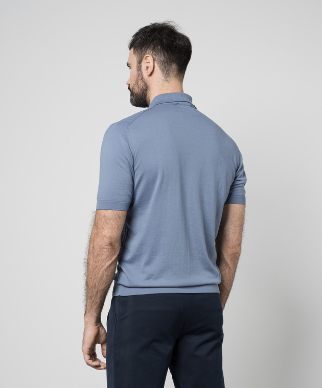 Enrico Mandelli - Blue polo with logo engraving A8K0075391 - shop with ...