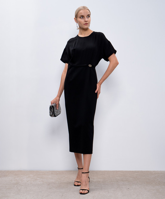 Twinset - Black midi dress with logo 242TP2402 - shop with European ...
