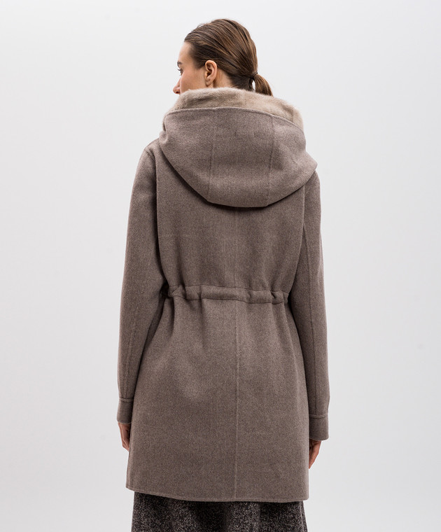 Be Florence - Beige cashmere and wool coat with detachable mink fur ...