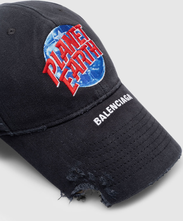 Balenciaga - Gorra Planet Earth negra efecto vintage 808870410B2 ...