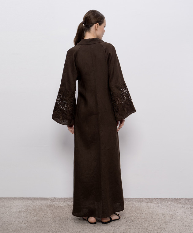 Max Mara - Brown STRANO linen maxi dress STRANO - shop with Czech ...
