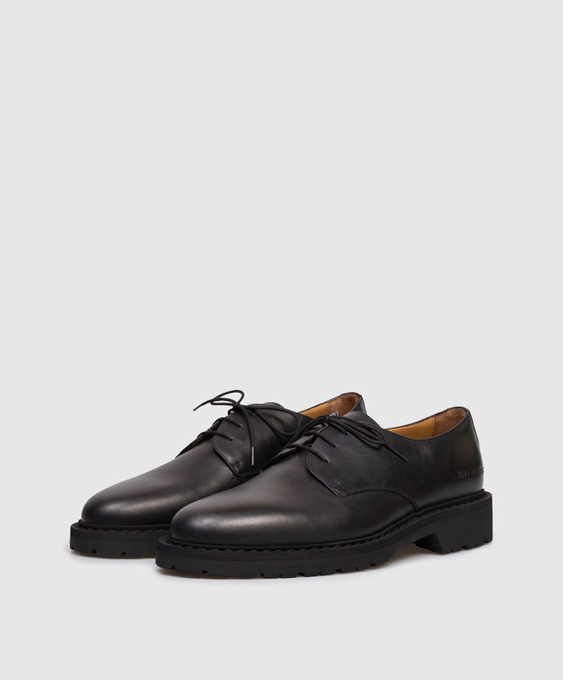 Common Project - Black leather derby shoes 2524 - shop with European ...