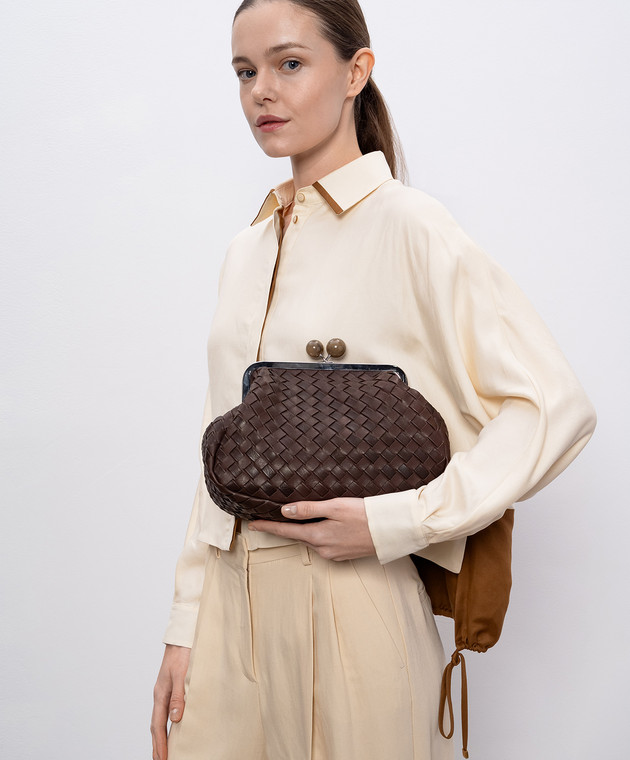 Max Mara Weekend - Brown leather bag PANCIA with weaving PANCIA1 - shop ...