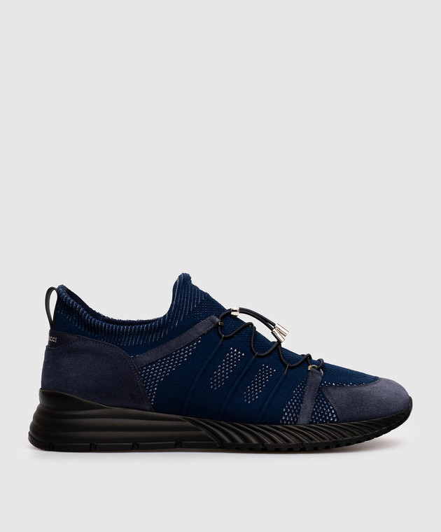 Stefano Ricci - Blue combination sneakers with monogram logo ...