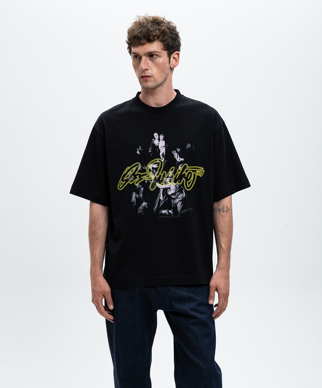 Off-White - Script Mary T-shirt in black with logo embroidery ...