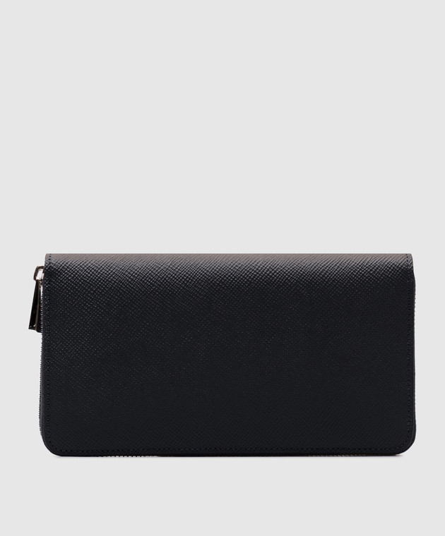 Serapian - Blue leather wallet with monogram logo SREVOMSL703019K021 ...