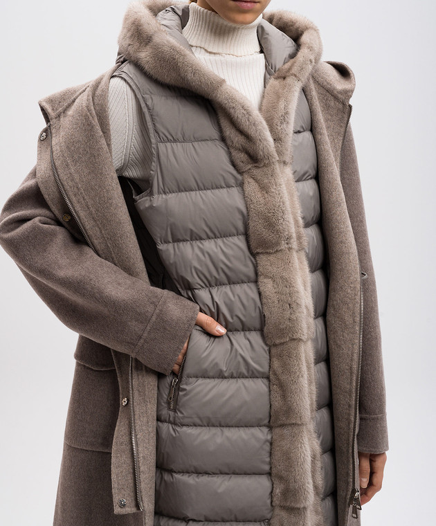 Be Florence - Beige cashmere and wool coat with detachable mink fur ...